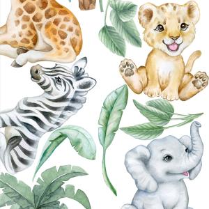 Kids Jungle View with Exotic Animals Wallpaper Mural • Wallmur®