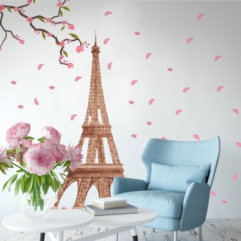 Pink Eiffel Tower Wall Sticker