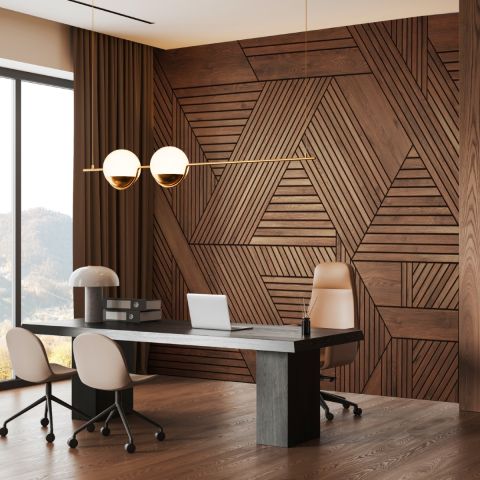 Geometric Wood Texture Effect Wallpaper Mural • Wallmur®