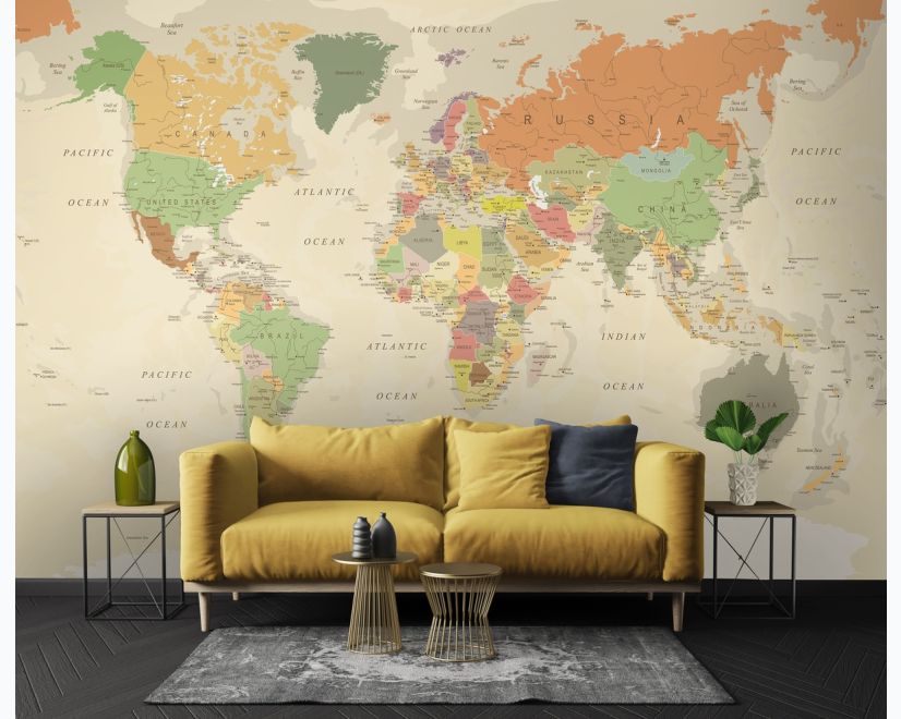 Colorful Political Map Wallpaper Mural • Wallmur®