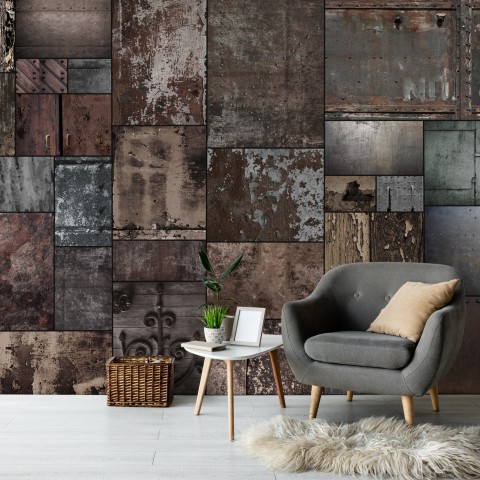 Dark Stone Wall Pattern Wallpaper Mural • Wallmur®