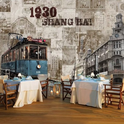 Vintage Shanghai City Wallpaper Mural • Wallmur®