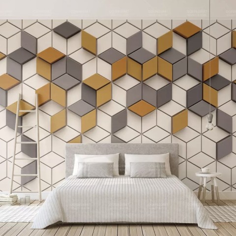 patterned wallpaper bedroom