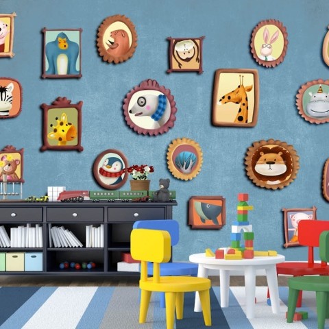 Kids Cartoon Photo Frame Wallpaper Mural • Wallmur®