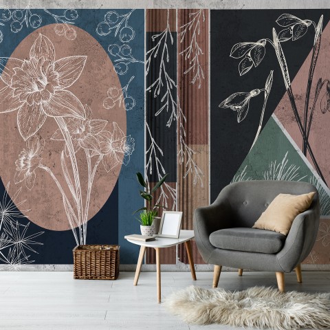 Abstract Floral Art Wallpaper Mural • Wallmur®