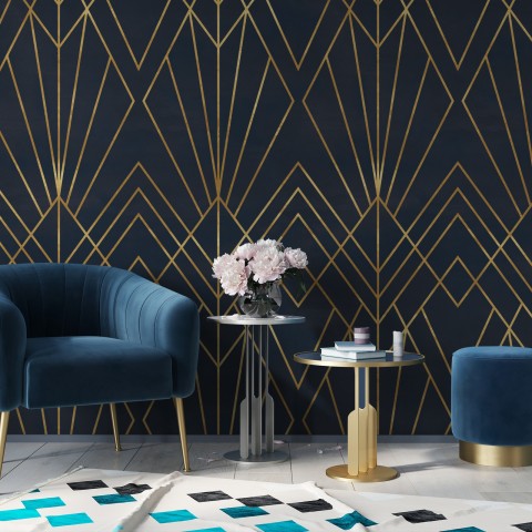 Luxury Geometric Lines Art Deco Wallpaper Mural • Wallmur®