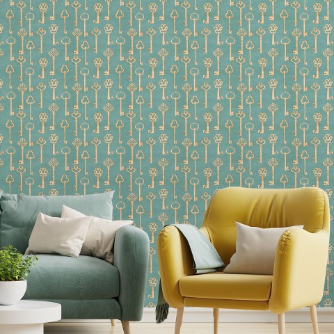 Antique Keys Vintage Wallpaper Mural • Wallmur®
