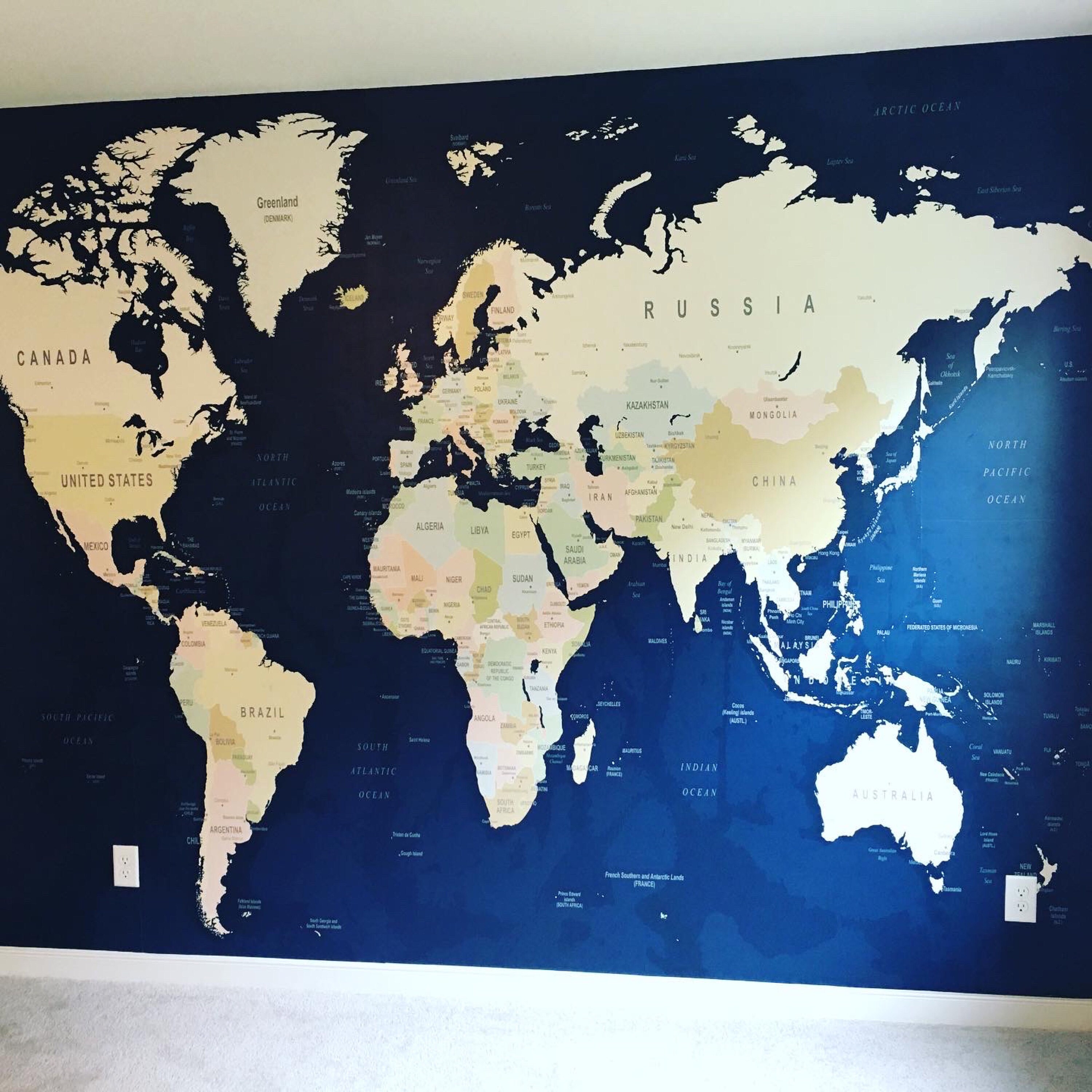 Political World Map Countries Detailed Wallpaper Mural • Wallmur®