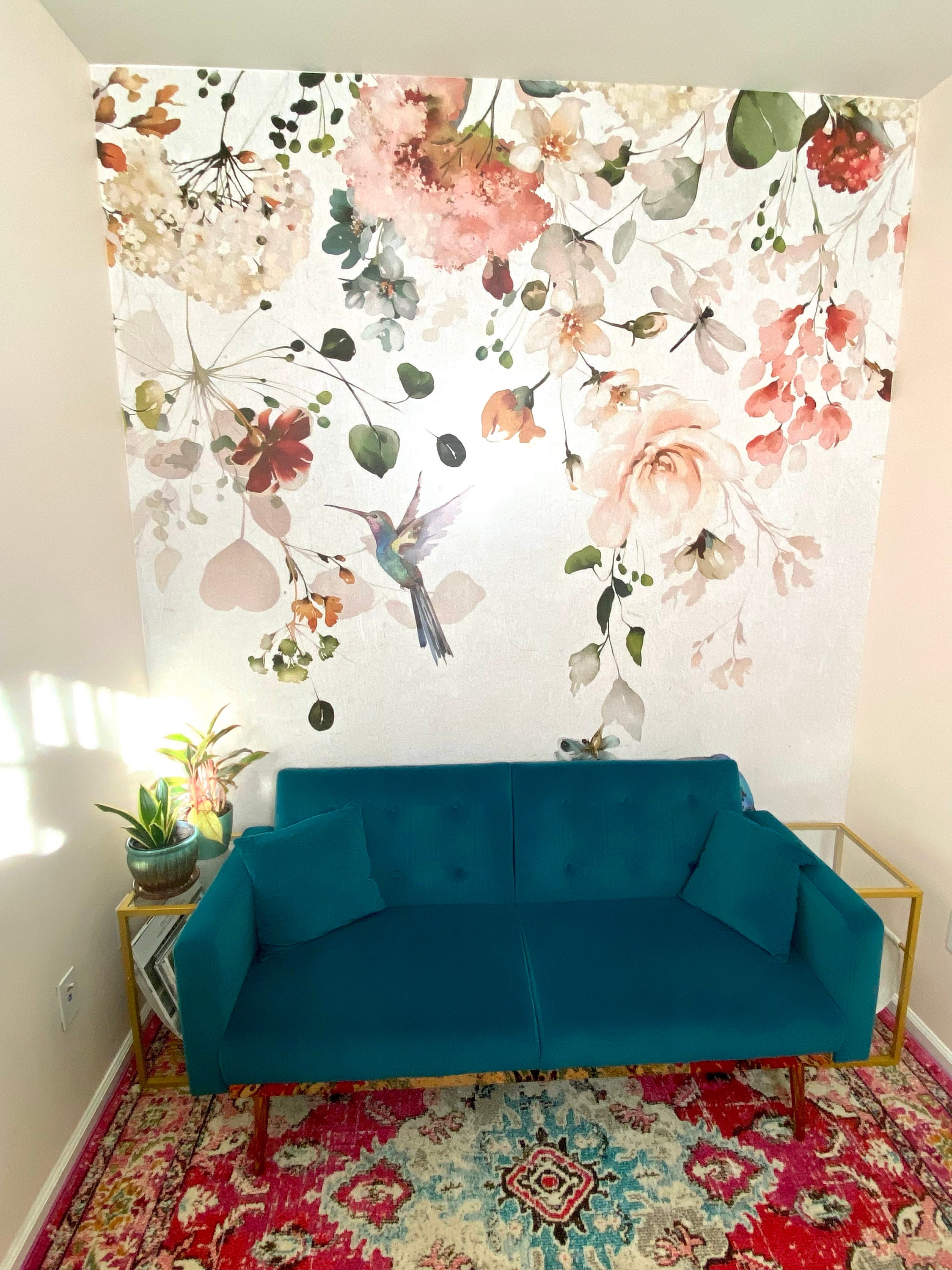 Watercolor Soft Peony Floral Blossom Wallpaper Mural • Wallmur®