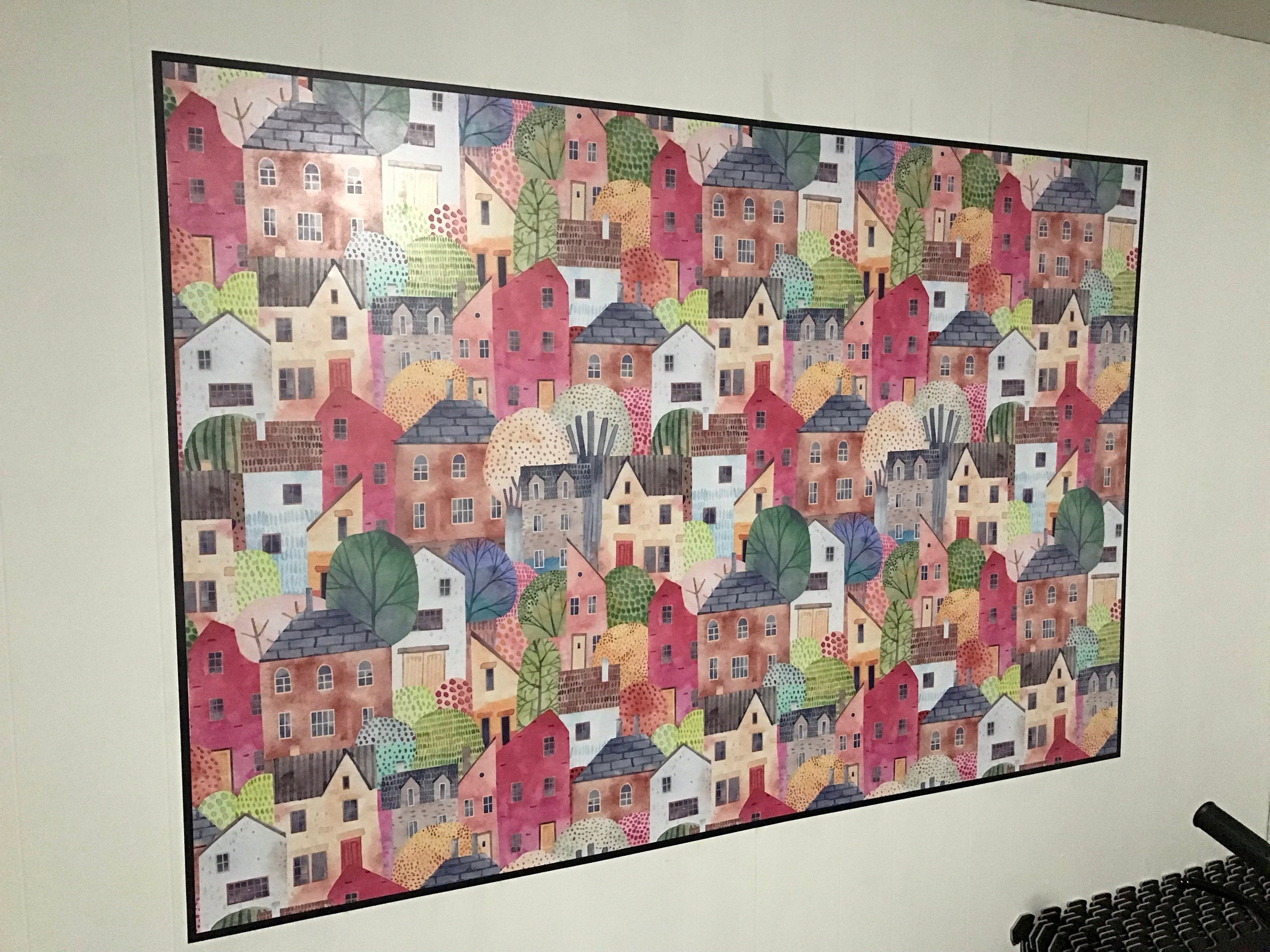 Kids Watercolor Cute Town House Wallpaper Mural • Wallmur®