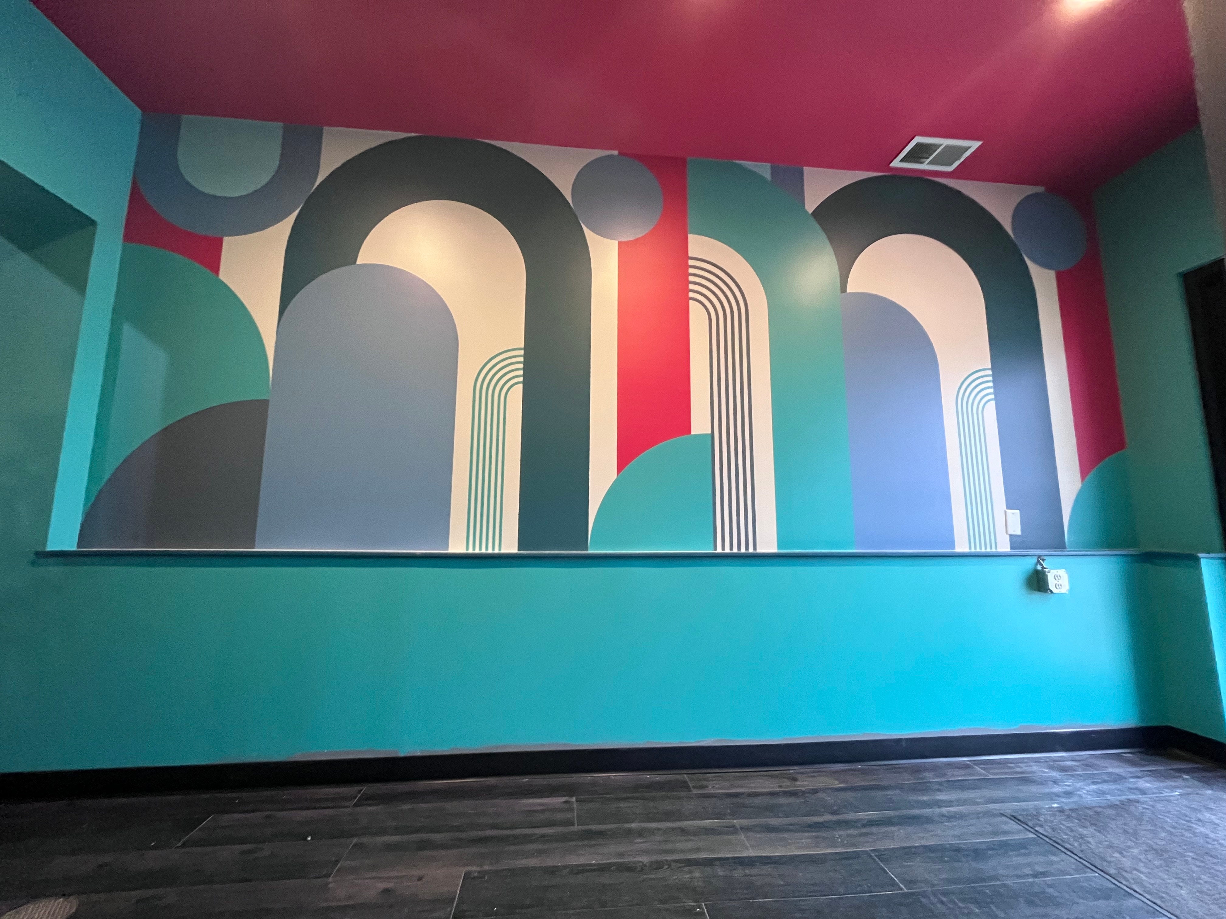 Geometric Arch with Shapes Wallpaper Mural • Wallmur®